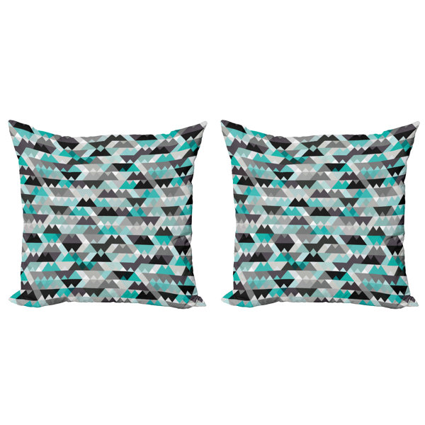 East Urban Home Kissenbezug, Zig Zag-Mosaik, Geometrisch, Türkis Grau Schwarz | Wayfair.de